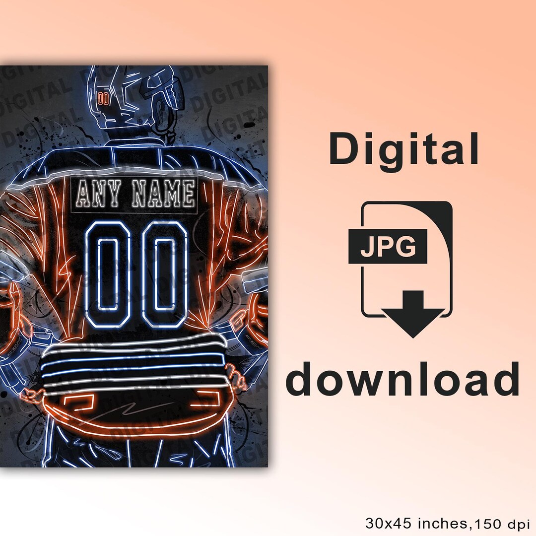 Custom Edmonton Oilers Digital Download Neon Jersey Art Personalized ...