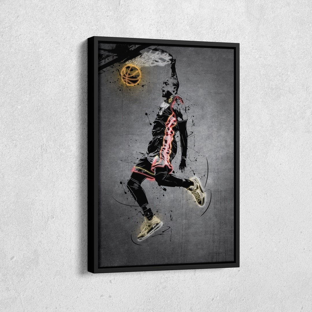 Dwyane Wade Poster Neon Miami Heat NBA Canvas Wall Art Home Decor ...