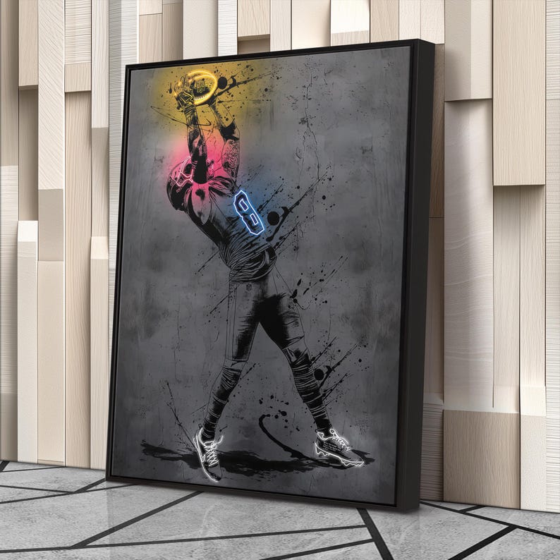 Stefon Diggs Poster Neon New England Patriots NFL Canvas Wall Art Home ...