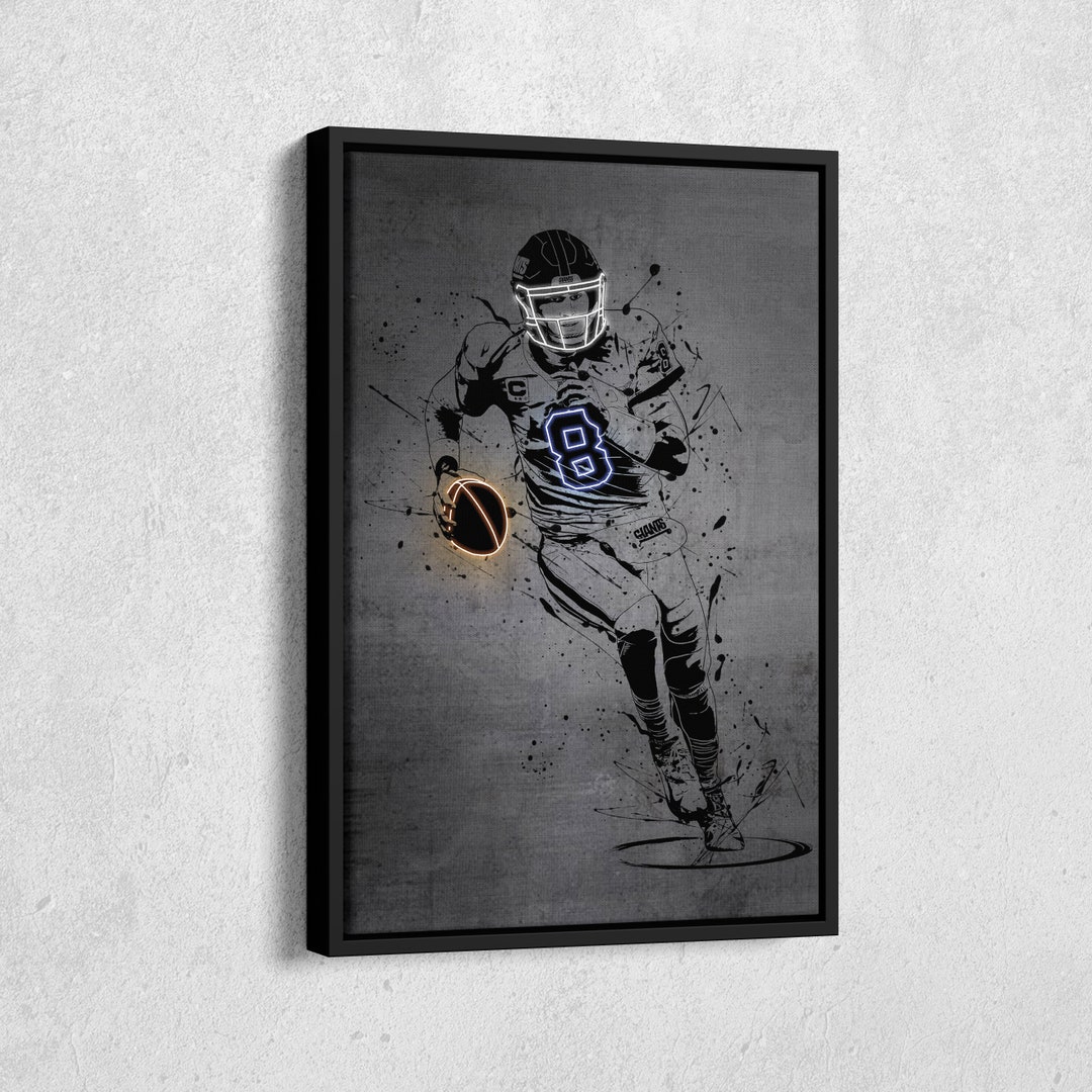Daniel Jones Poster Neon New York Giants NFL Canvas Wall Art Home Decor ...
