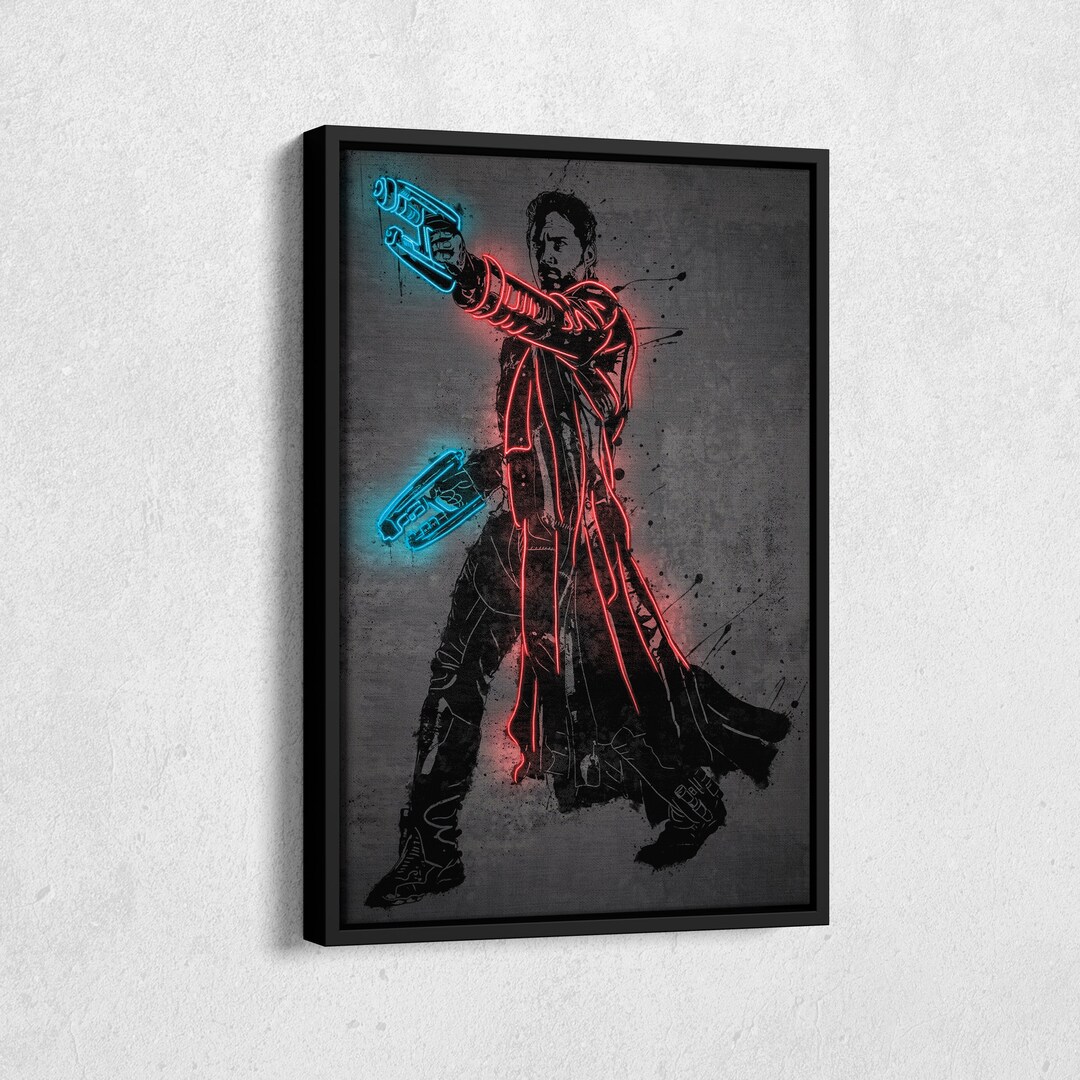 Star-lord Poster Neon Marvel Comics Canvas Wall Art Home Decor Framed ...