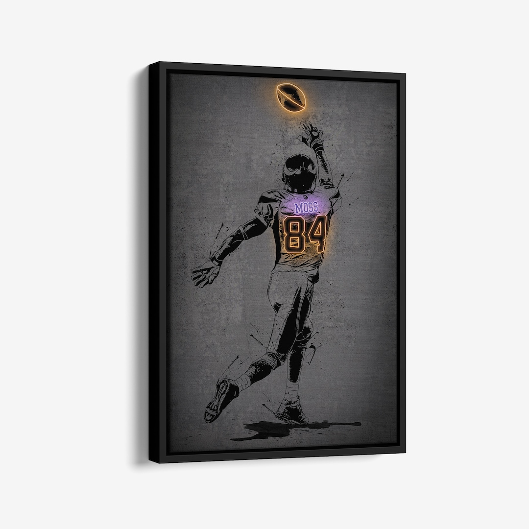 Randy Moss Poster Neon Minnesota Vikings NFL Canvas Wall Art Home Decor ...