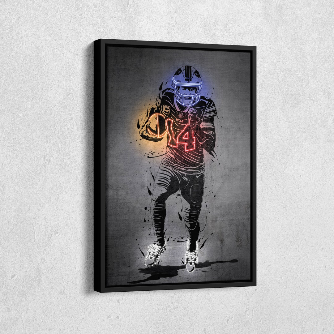 Stefon Diggs Poster Neon Buffalo Bills NFL Canvas Wall Art Home Decor ...