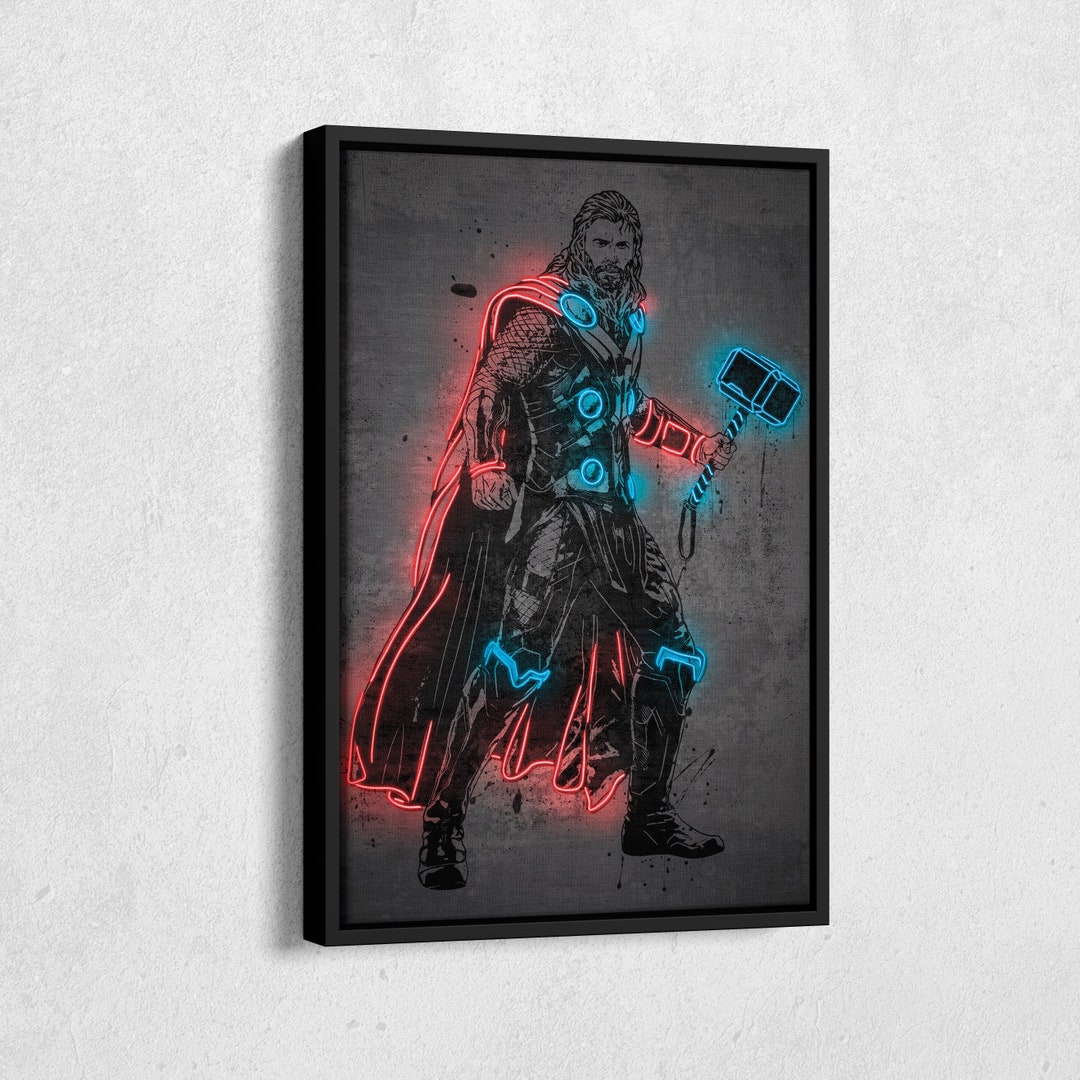 Thor Poster Neon Marvel Comics Canvas Wall Art Home Decor Framed Poster ...