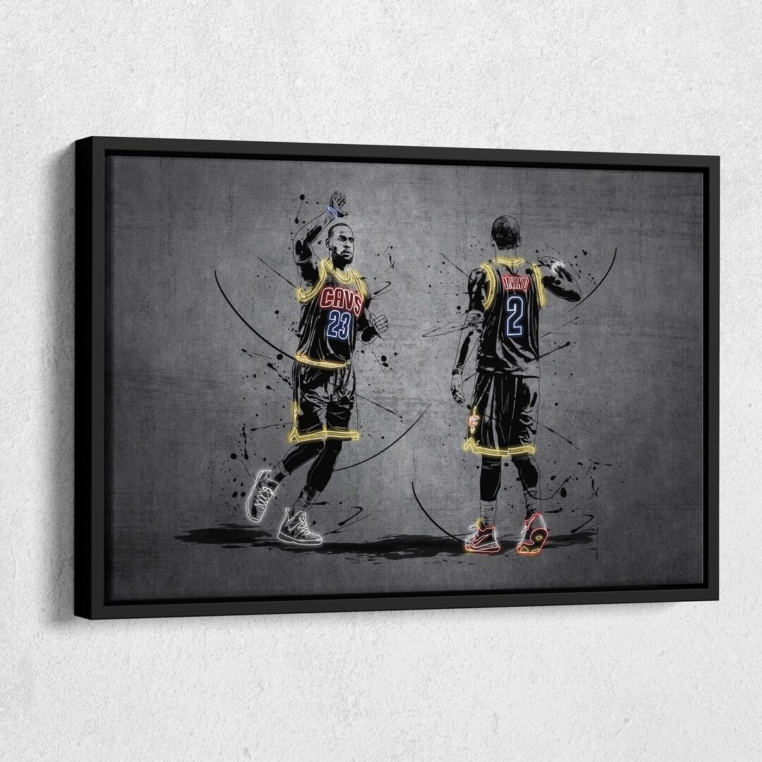 Lebron James and Kyrie Irving Neon Poster Cleveland Cavaliers NBA ...