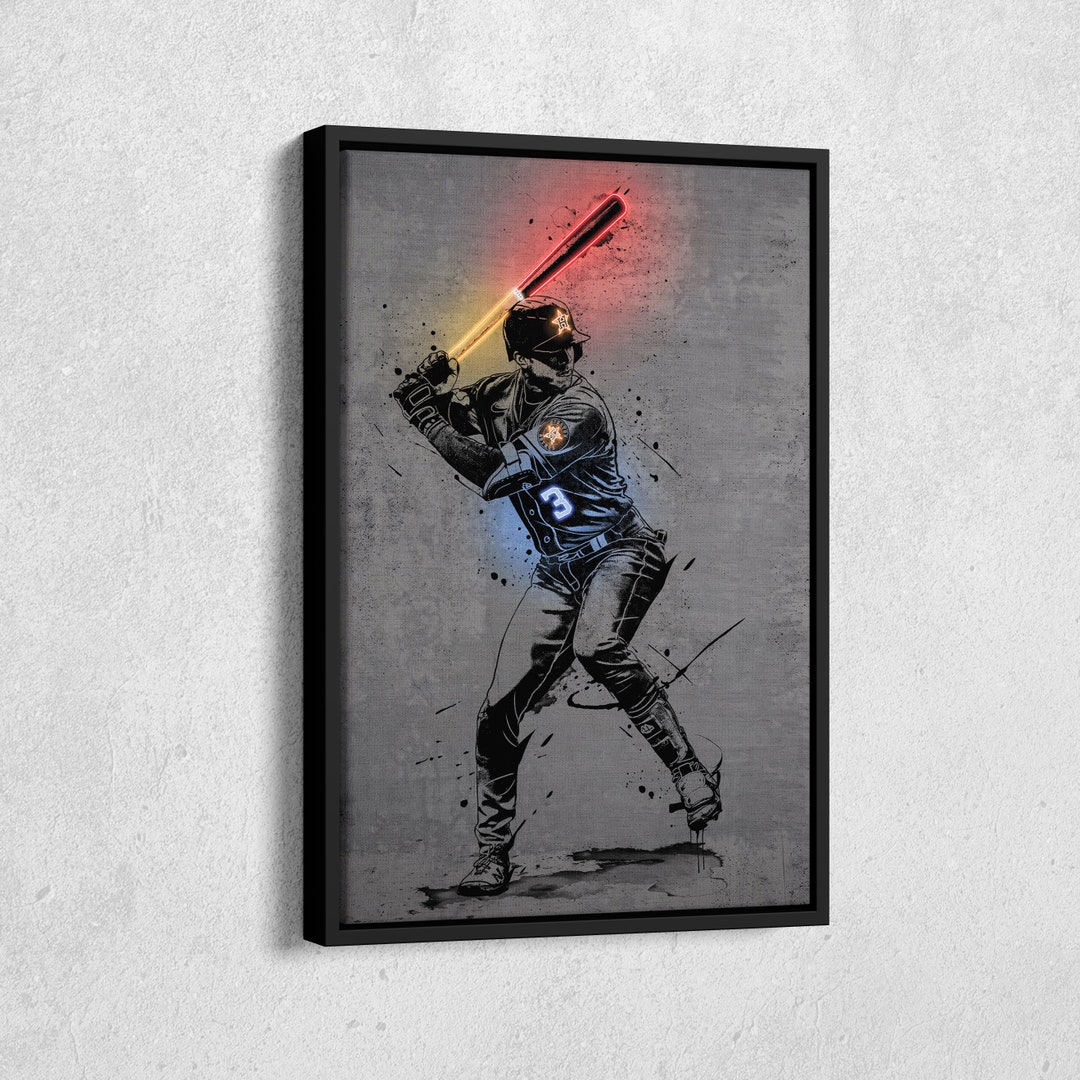 Jeremy Peña Poster Neon Houston Astros MLB Canvas Wall Art Home Decor ...