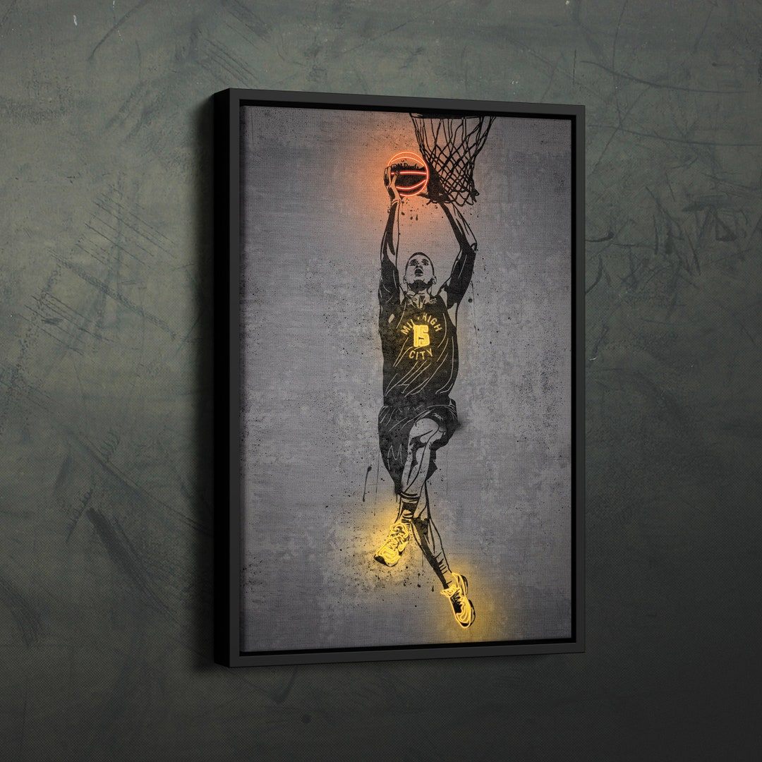 Nikola Jokic Poster Neon Dunk Denver Nuggets NBA Canvas Wall Art Home ...