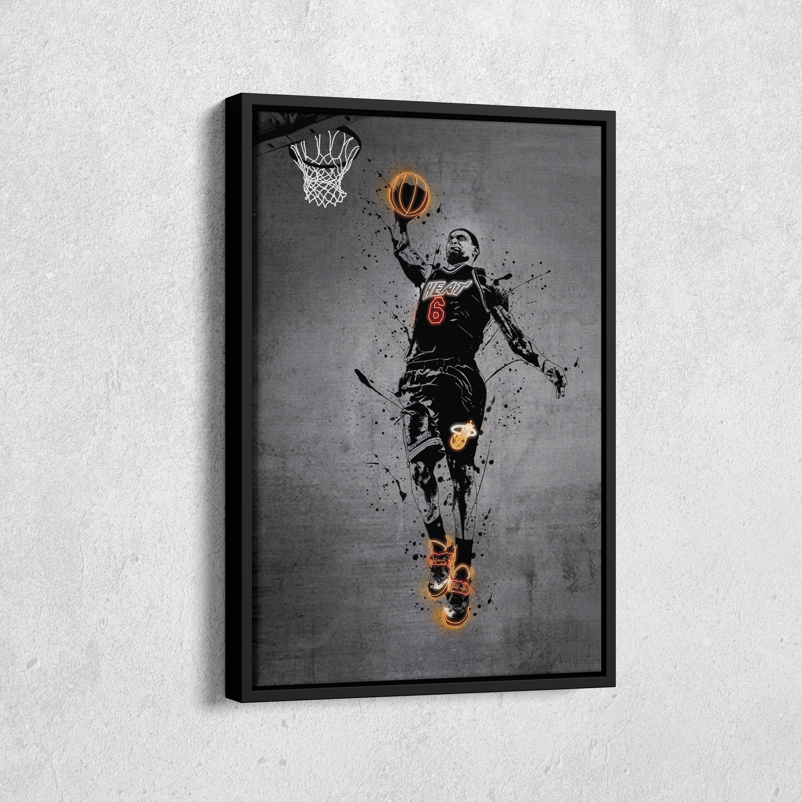 Lebron James Poster Neon Miami Heat NBA Canvas Wall Art Home Decor ...