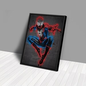 Spider-man Poster Neon Marvel Comics Canvas Wall Art Home Decor Framed ...