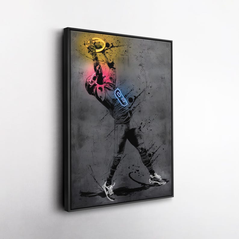 Stefon Diggs Poster Neon New England Patriots NFL Canvas Wall Art Home ...