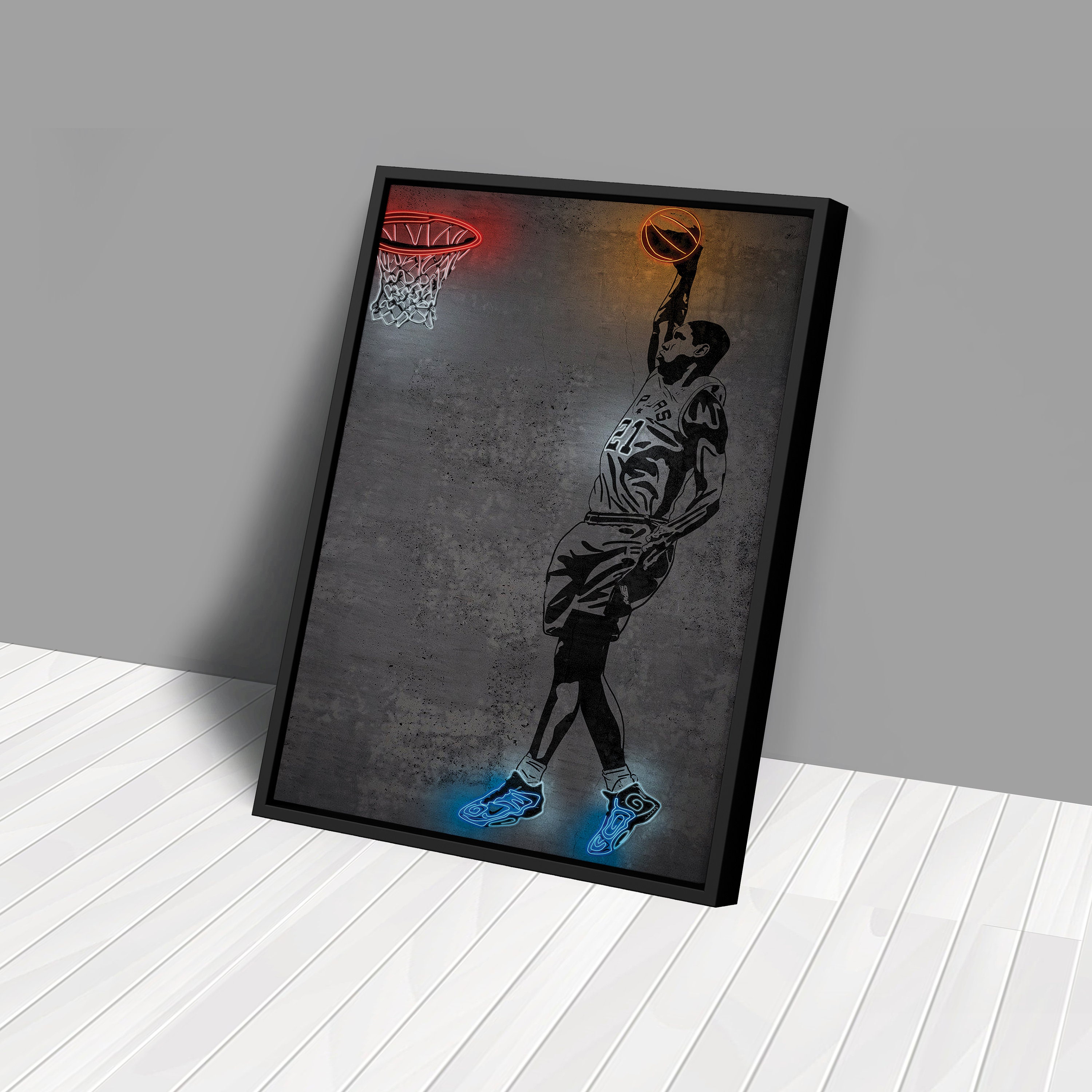 Tim Duncan Poster Neon Dunk San Antonio Spurs NBA Canvas Wall Art Home ...