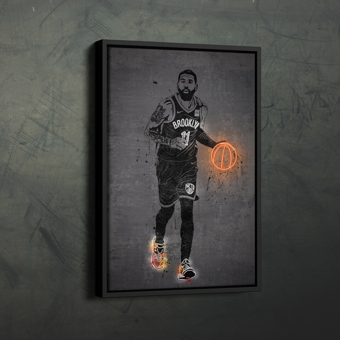 Kyrie Irving Poster Neon Brooklyn Nets NBA Canvas Wall Art Home Decor ...