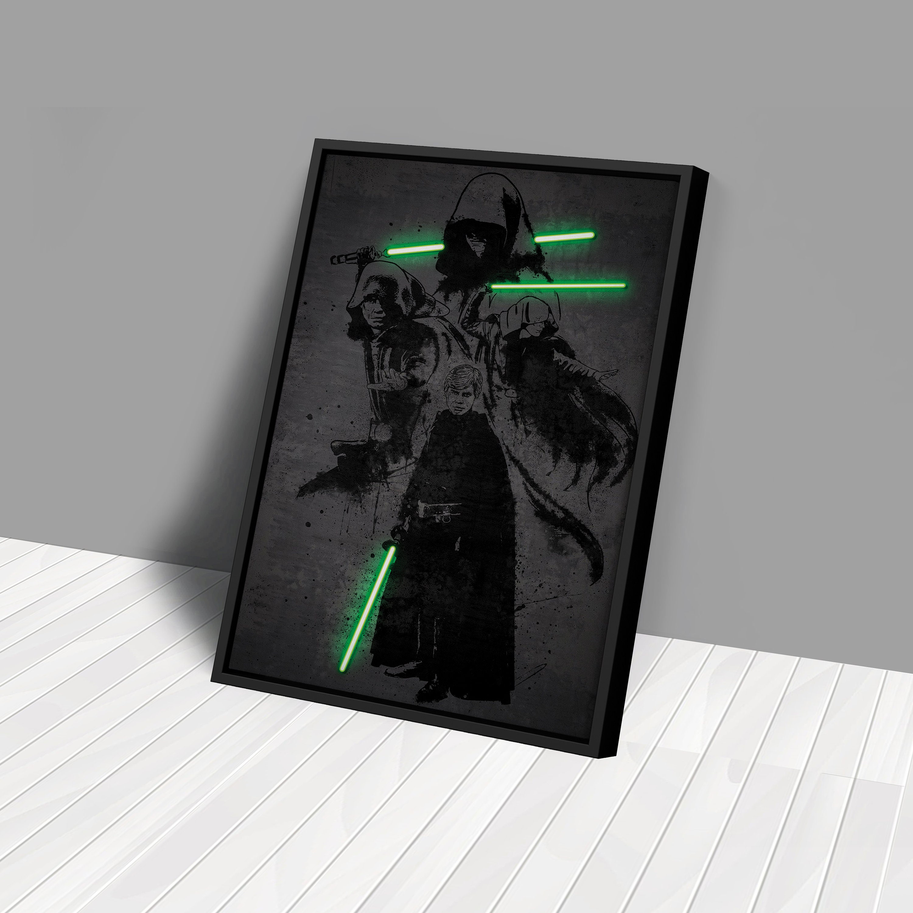 Luke Skywalker Poster Neon Star Wars Canvas Wall Art Home Decor Framed ...