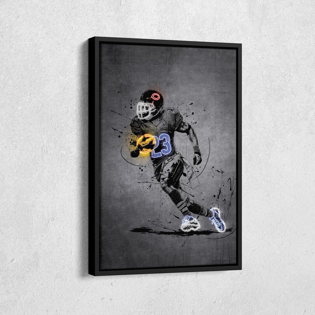 Devin Hester Neon Poster Chicago Bears #23 NFL Framed Canvas Wall Art ...