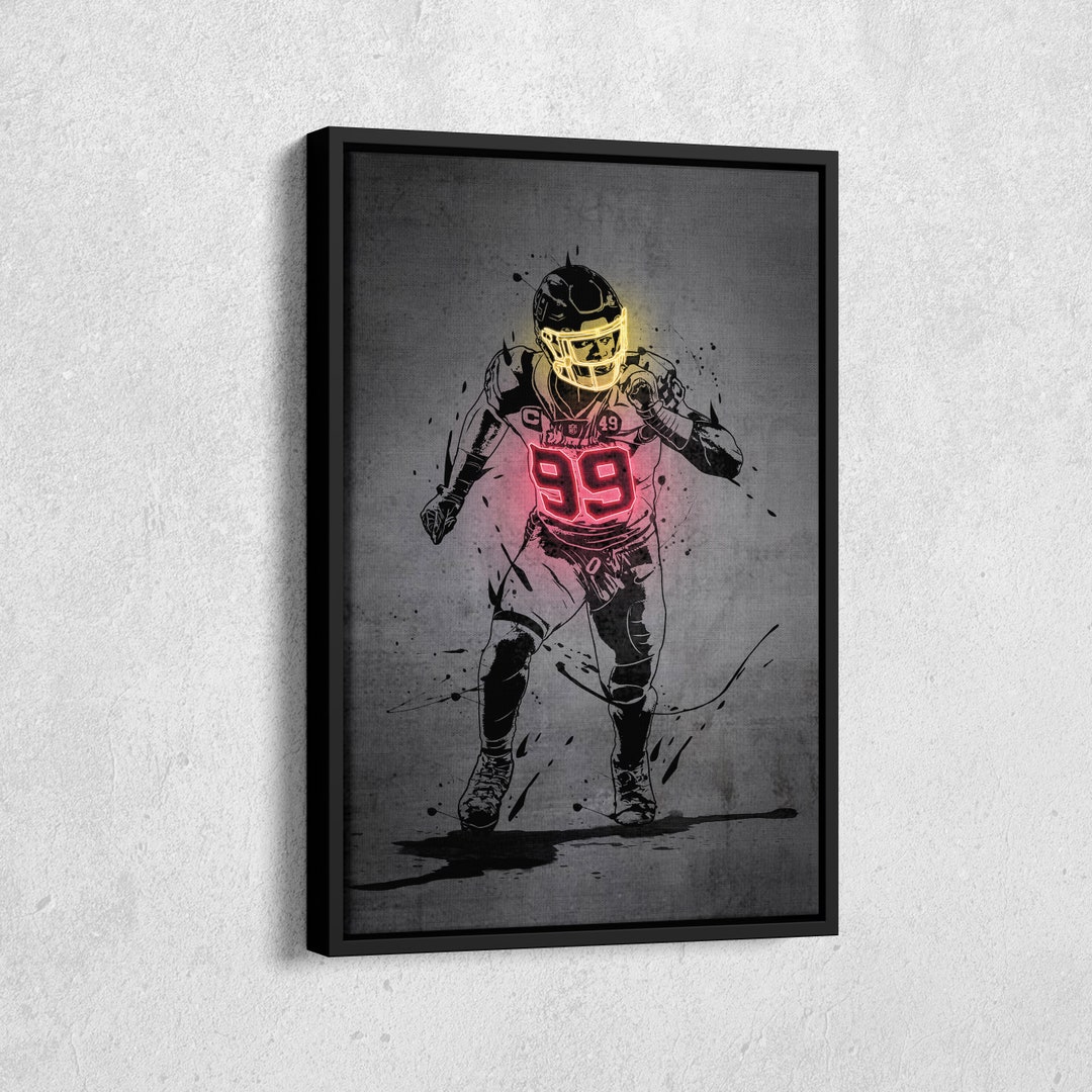 Chase Young Poster Neon Washington Commanders NFL Canvas Wall Art Home ...