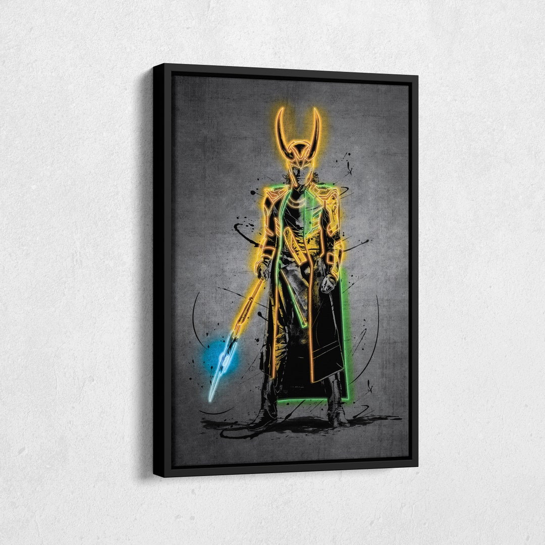 Loki Poster Neon Marvel Comics Canvas Wall Art Home Decor Framed Poster ...