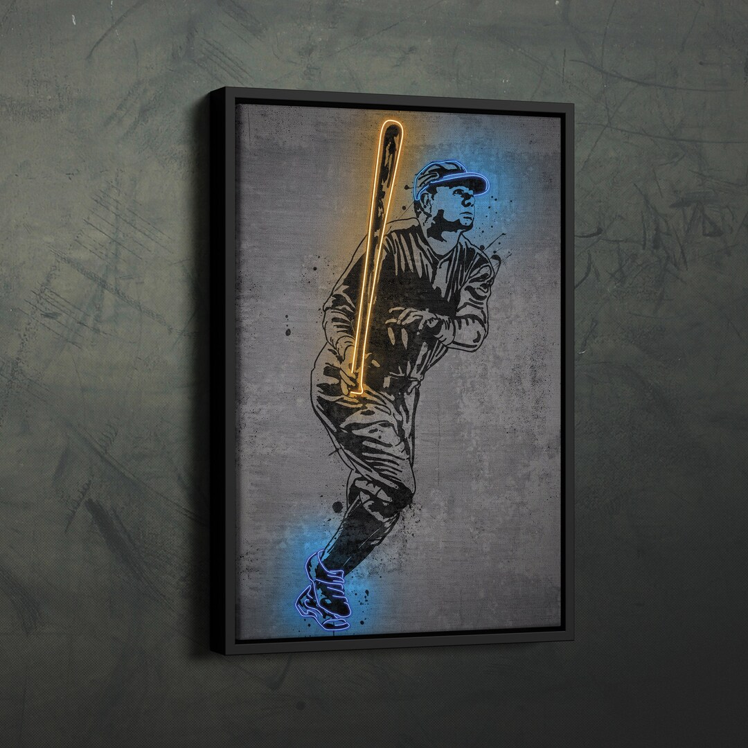 Babe Ruth Poster Neon New York Yankees MLB NFL Canvas Wall Art Home ...