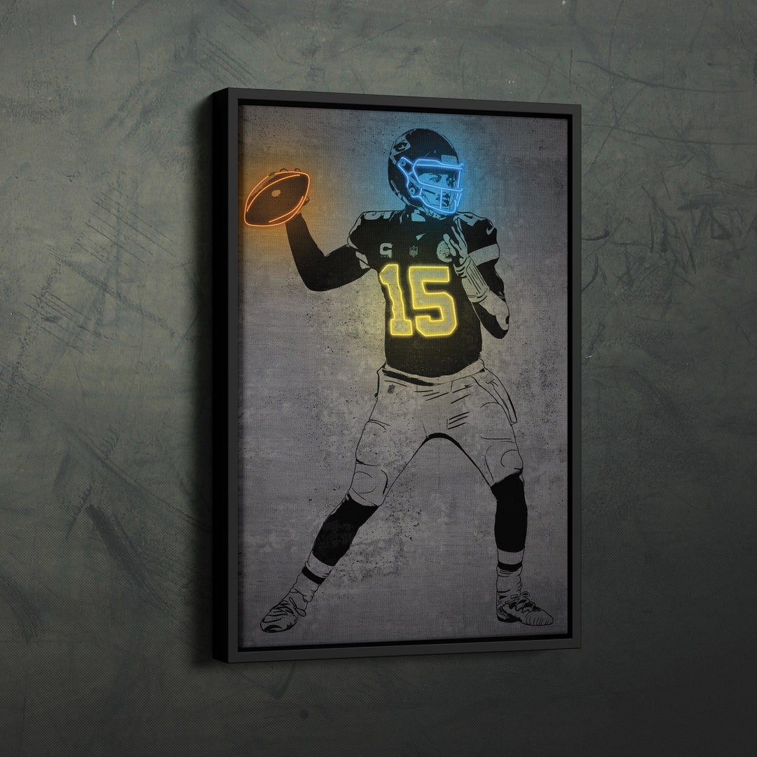 Patrick Mahomes Poster Neon Kansas City Chiefs NFL Canvas Wall Art Home ...
