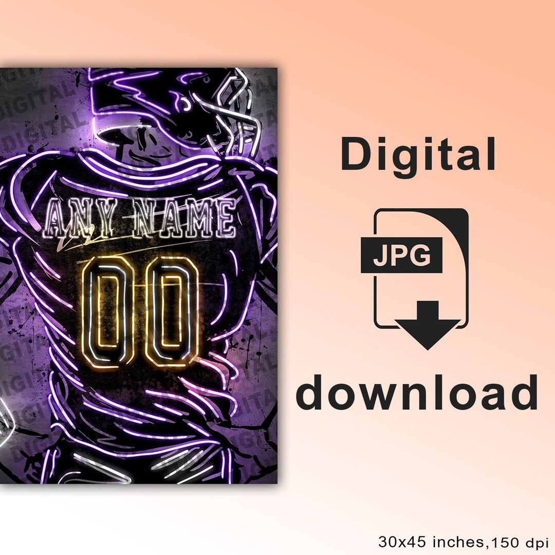 Custom Baltimore Ravens Digital Download Neon Jersey Art Personalized ...