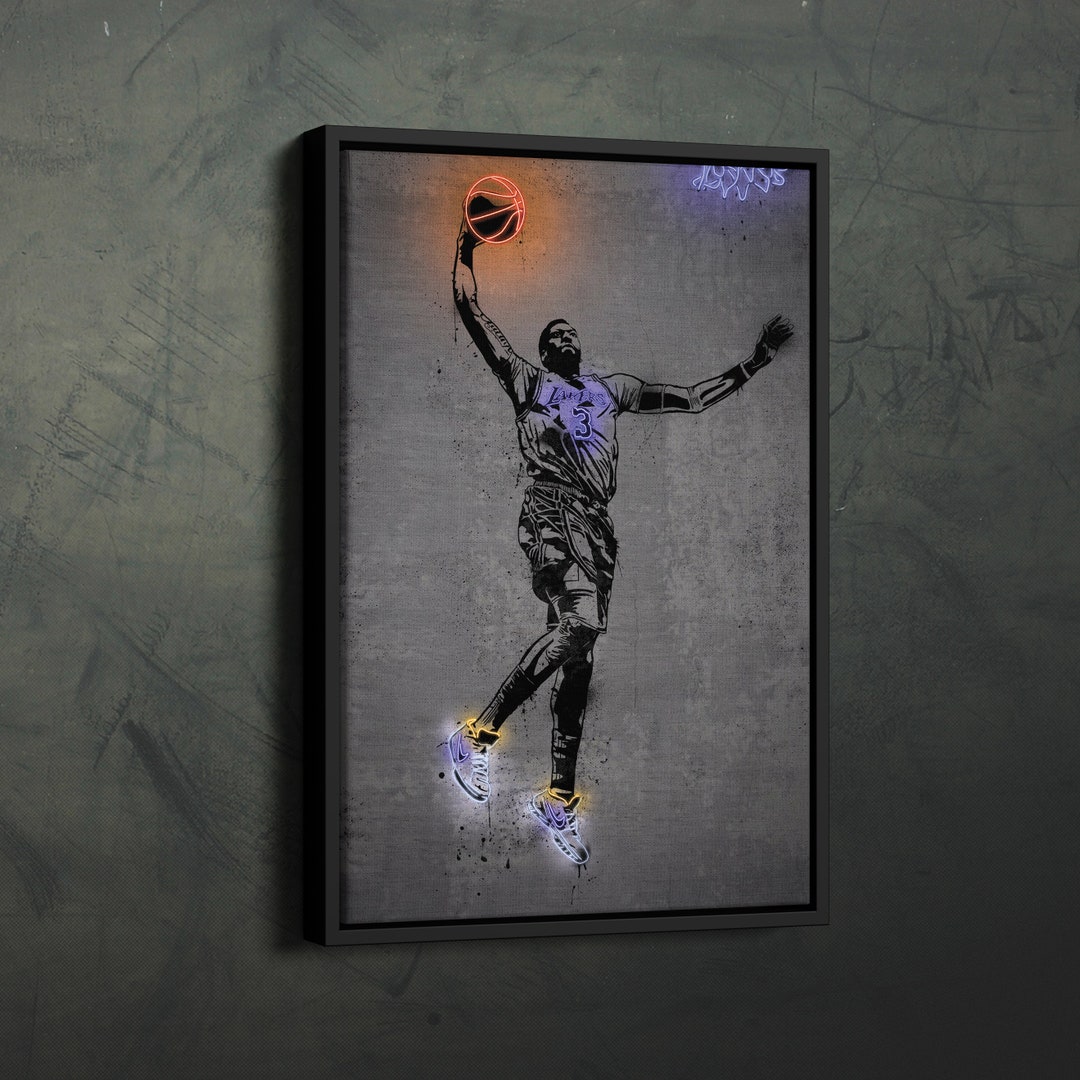 Anthony Davis Poster Neon Dunk Los Angeles Lakers NBA Canvas Wall Art ...