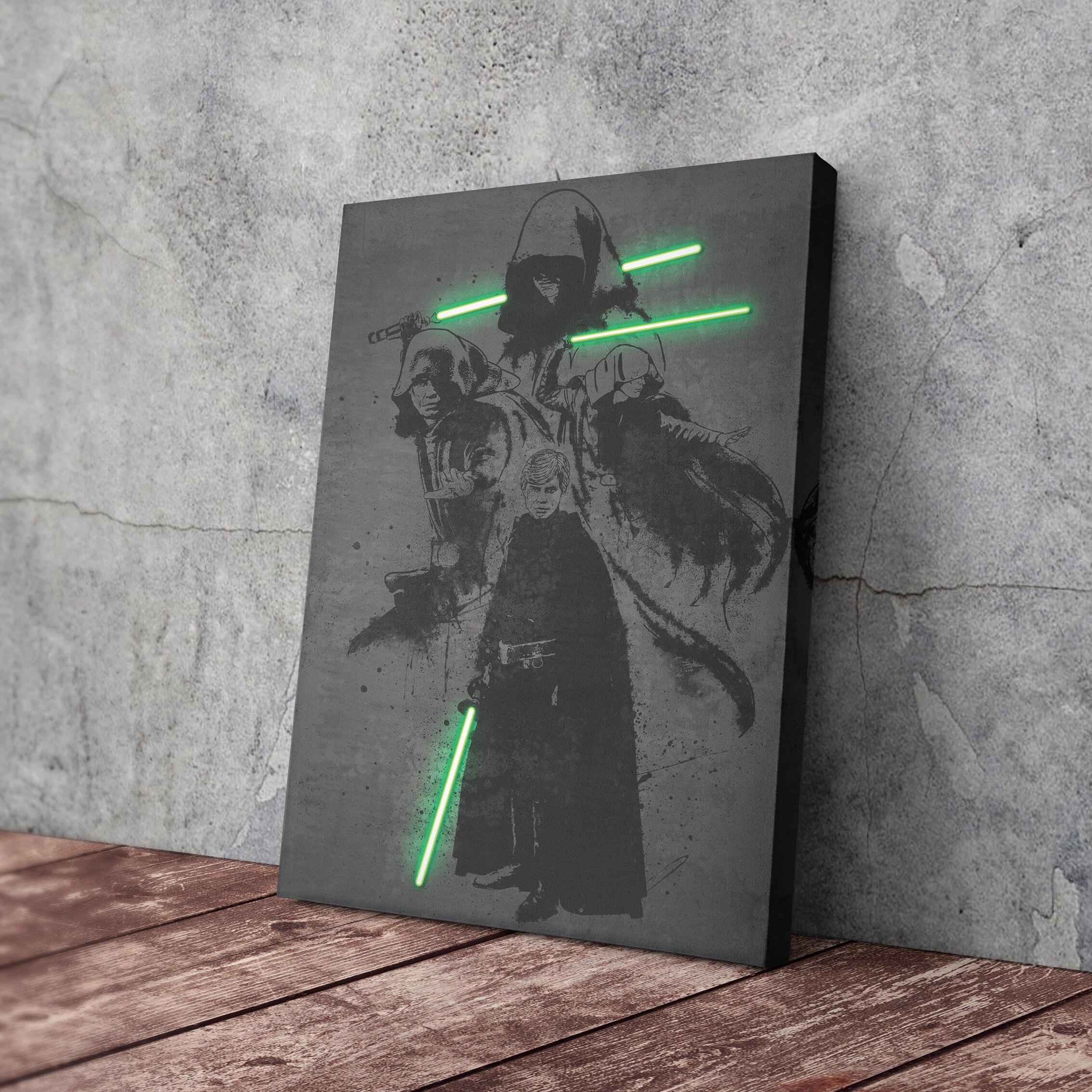 Luke Skywalker Poster Neon Star Wars Canvas Wall Art Home Decor Framed ...