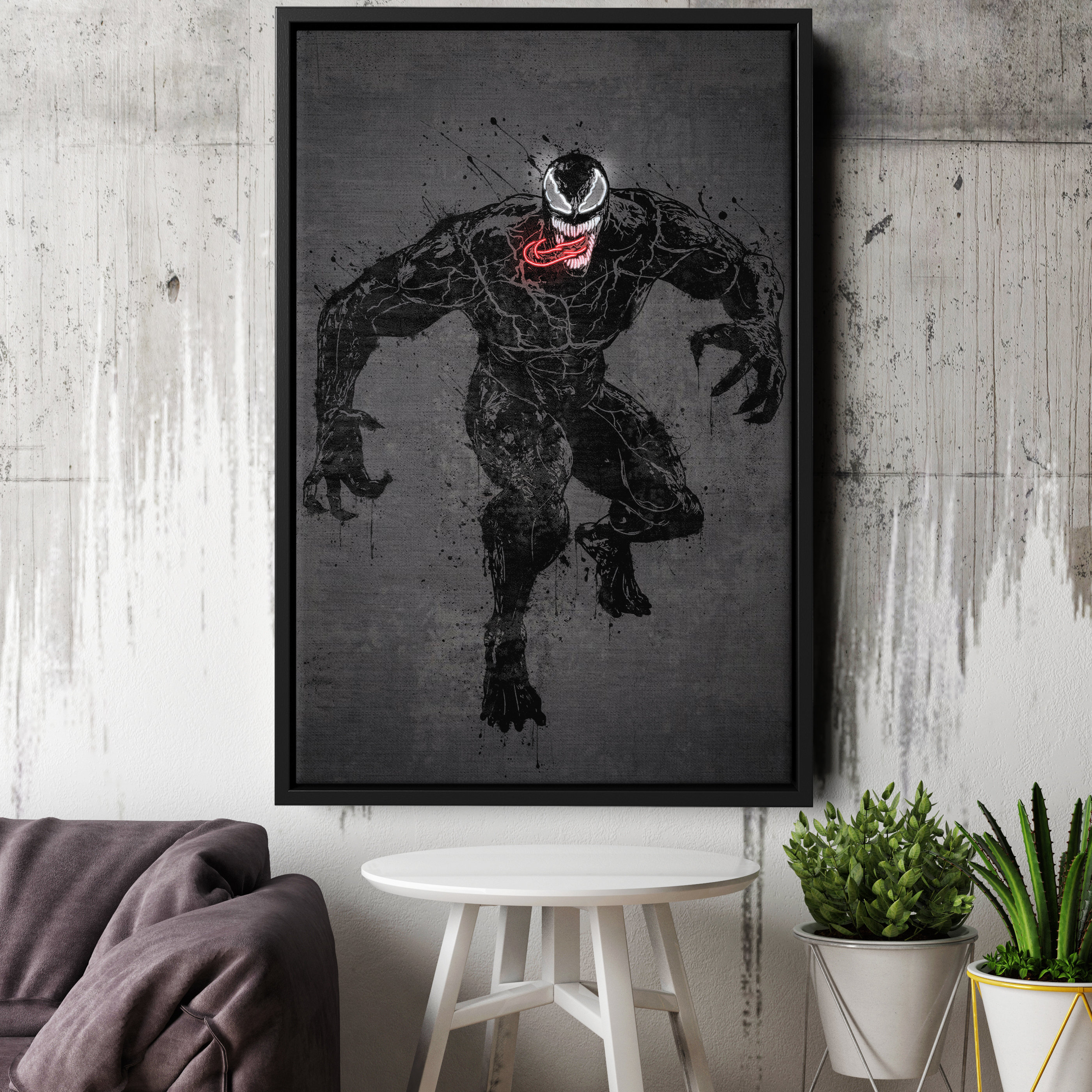 Venom Poster Neon Marvel Comics Canvas Wall Art Home Decor Framed ...