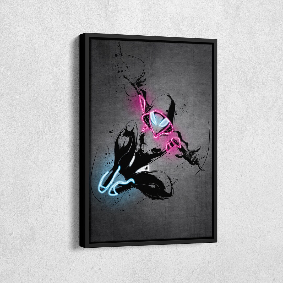 Ghost-spider Poster Neon Marvel Comics Canvas Wall Art Home Decor ...