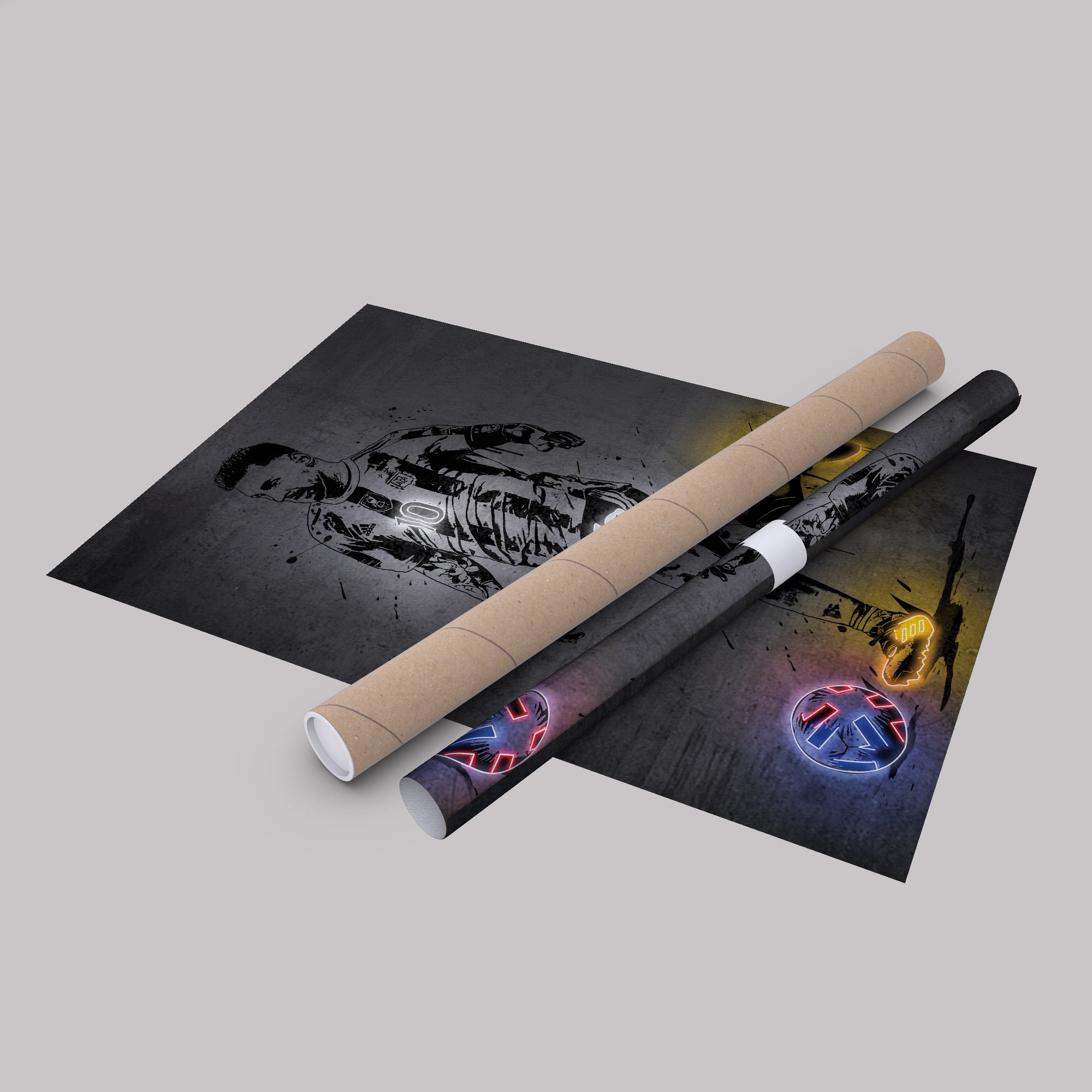 Lionel Messi Poster Neon Argentinian Soccer Player Canvas Wall Football ...