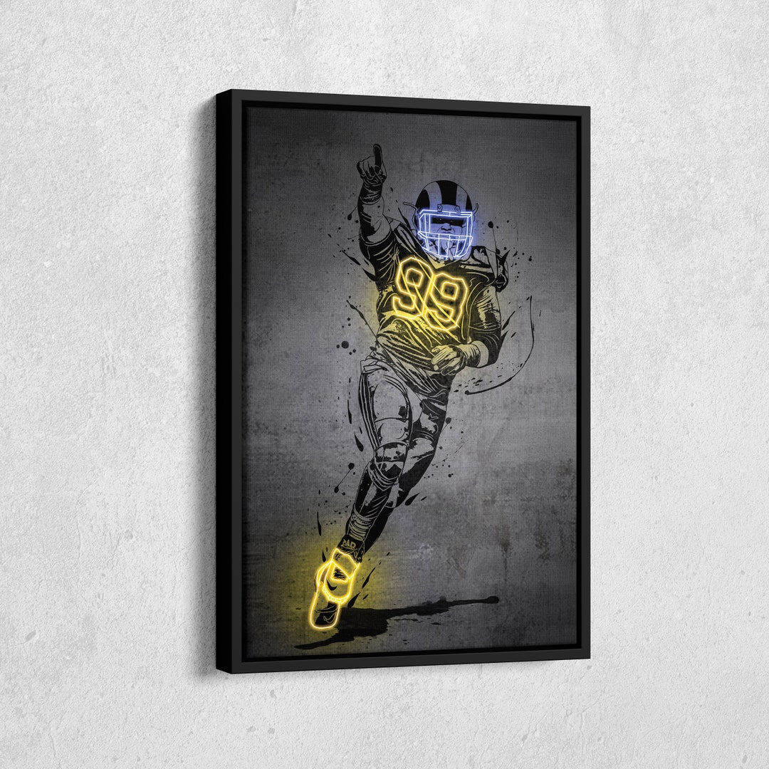 Aaron Donald Poster Neon Los Angeles Rams NFL Canvas Wall Art Home ...