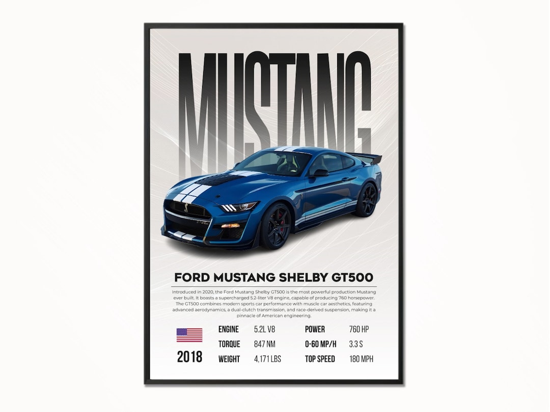 Ford Mustang Shelby GT500 Poster Digital Download Hyper Car Poster ...