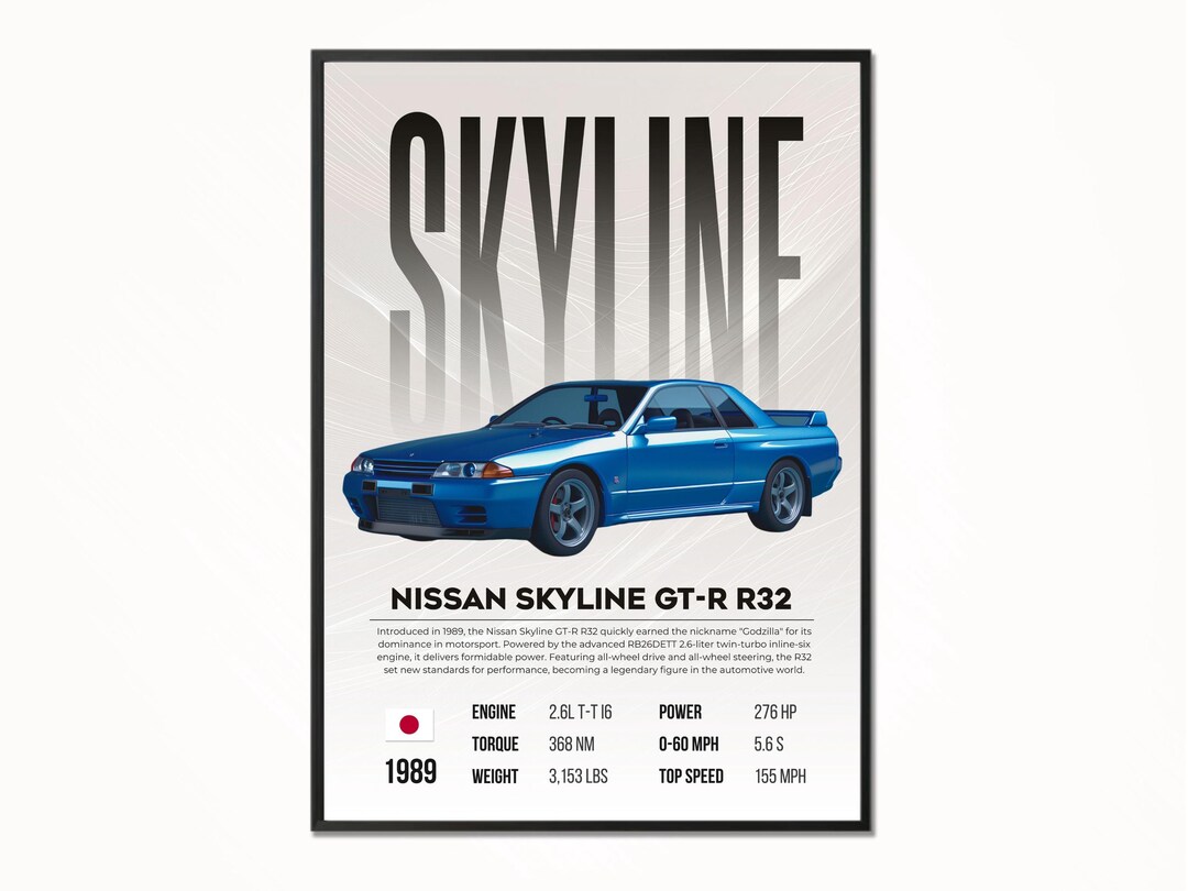 Nissan Skyline GT-R R32 Poster Digital Download Hyper Car Poster Super ...