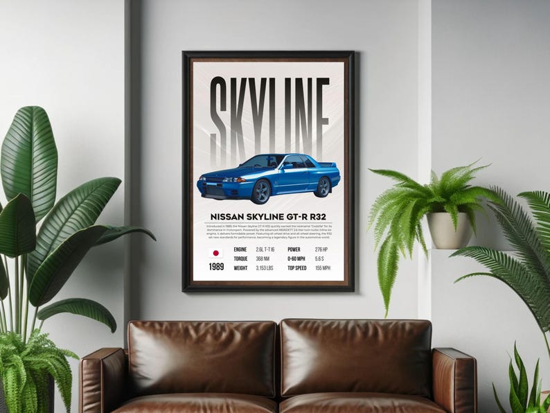 Nissan Skyline GT-R R32 Poster Digital Download Hyper Car Poster Super ...