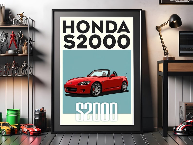 Honda S2000 Red Illustrated Poster Digital Download Car Poster Super ...