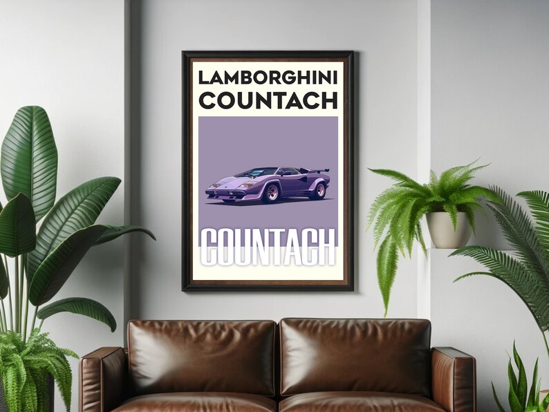 Lamborghini Countach Illustrated Poster Digital Download Car Poster ...