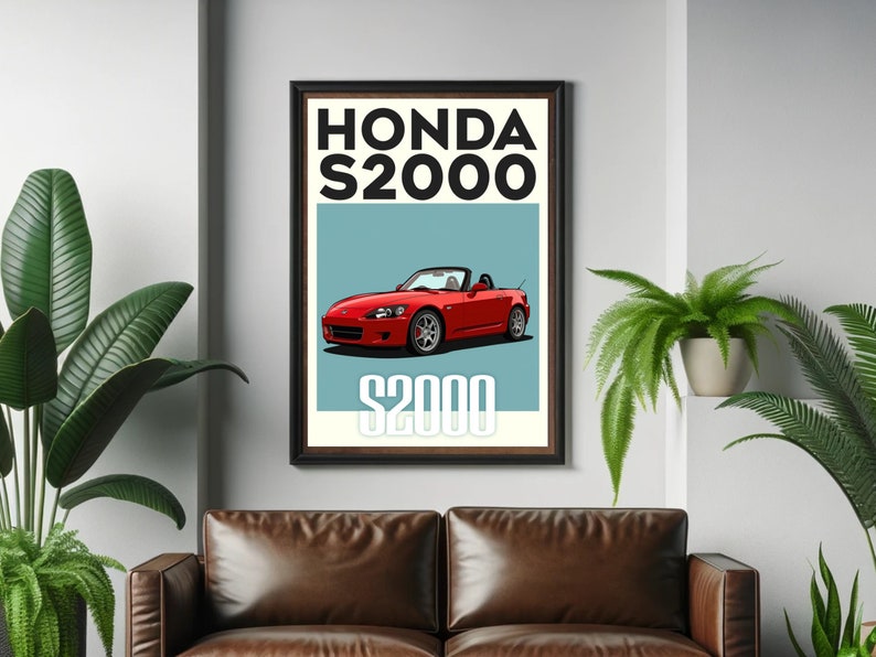 Honda S2000 Red Illustrated Poster Digital Download Car Poster Super ...