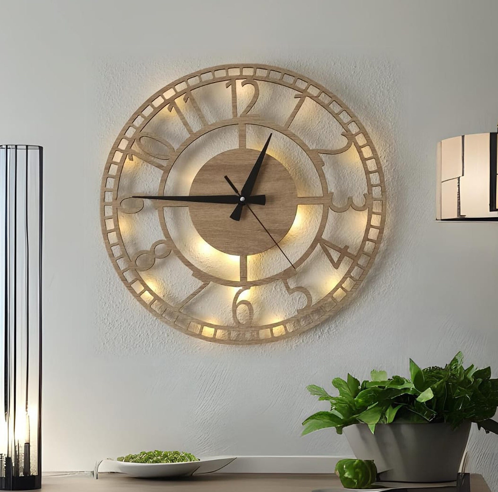 Square Patterned Stylish Wall Clock, Modern Wall Clock, Large Wall Clock, Contemporary Wall ...