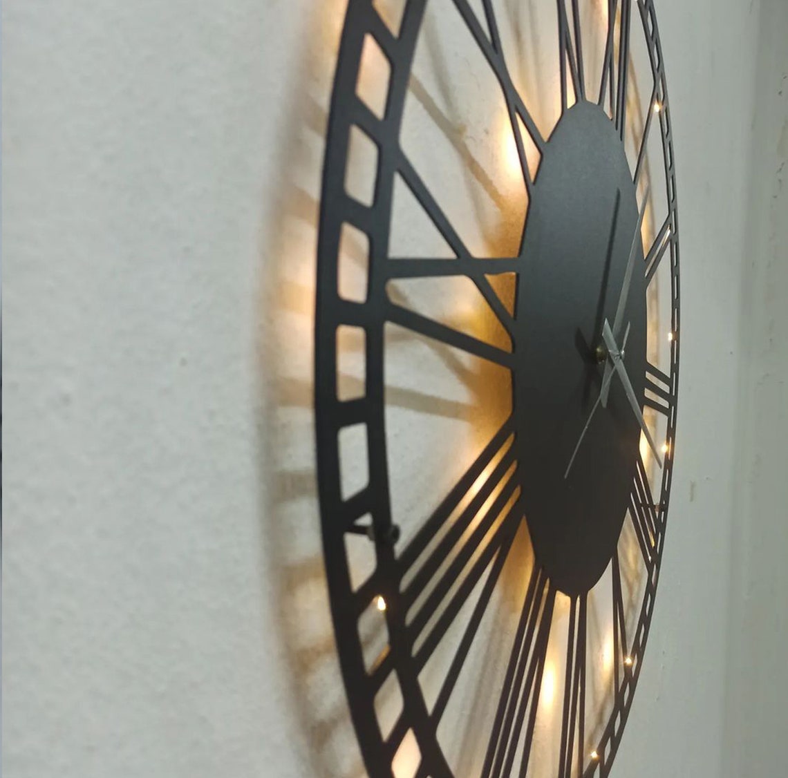 Elegant Luminous Roman Numeral MDF Wall Clocks, Rustic Roman Numeral ...