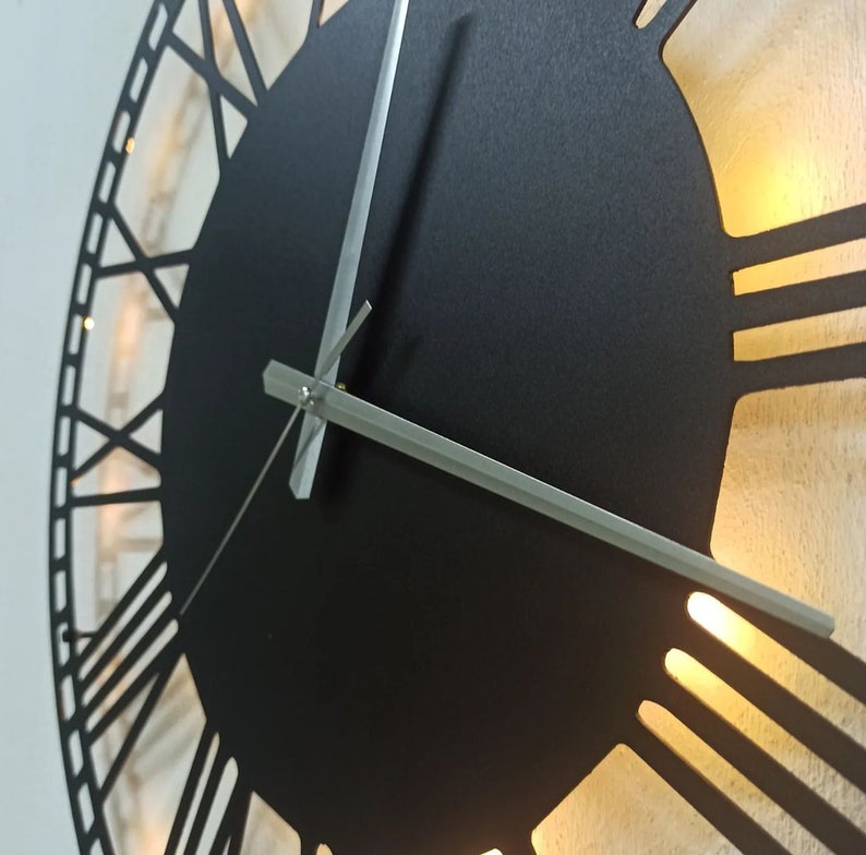Elegant Luminous Roman Numeral MDF Wall Clocks, Rustic Roman Numeral ...