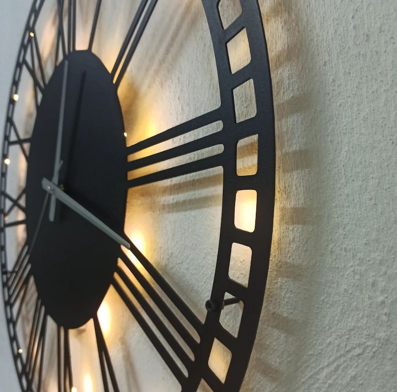 Elegant Luminous Roman Numeral MDF Wall Clocks, Rustic Roman Numeral ...