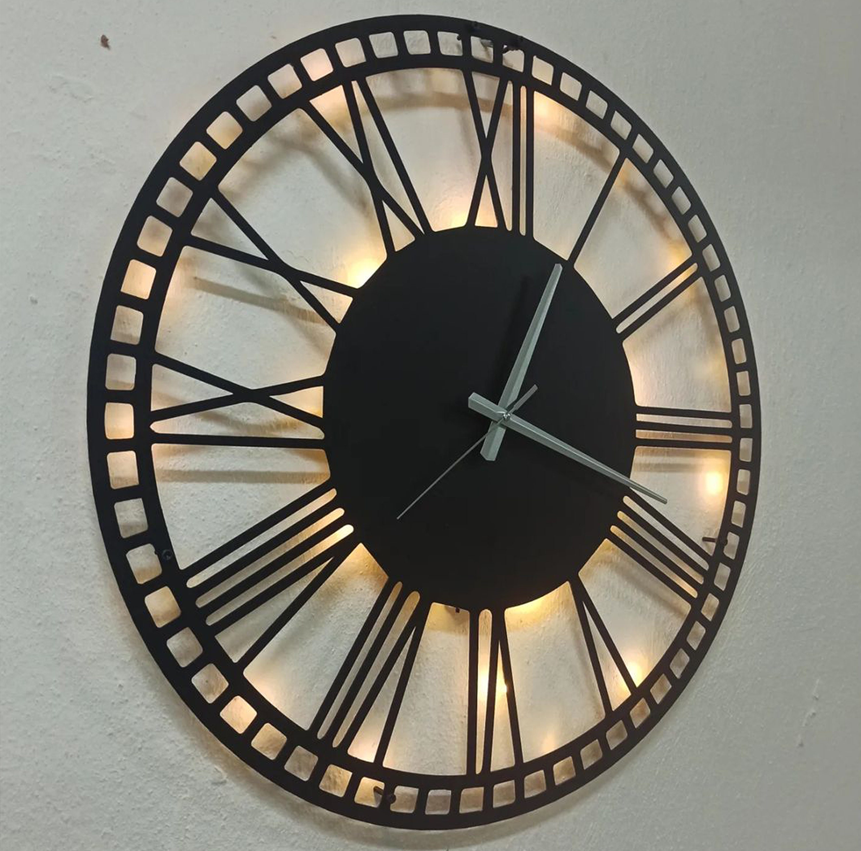 Elegant Luminous Roman Numeral MDF Wall Clocks, Rustic Roman Numeral ...