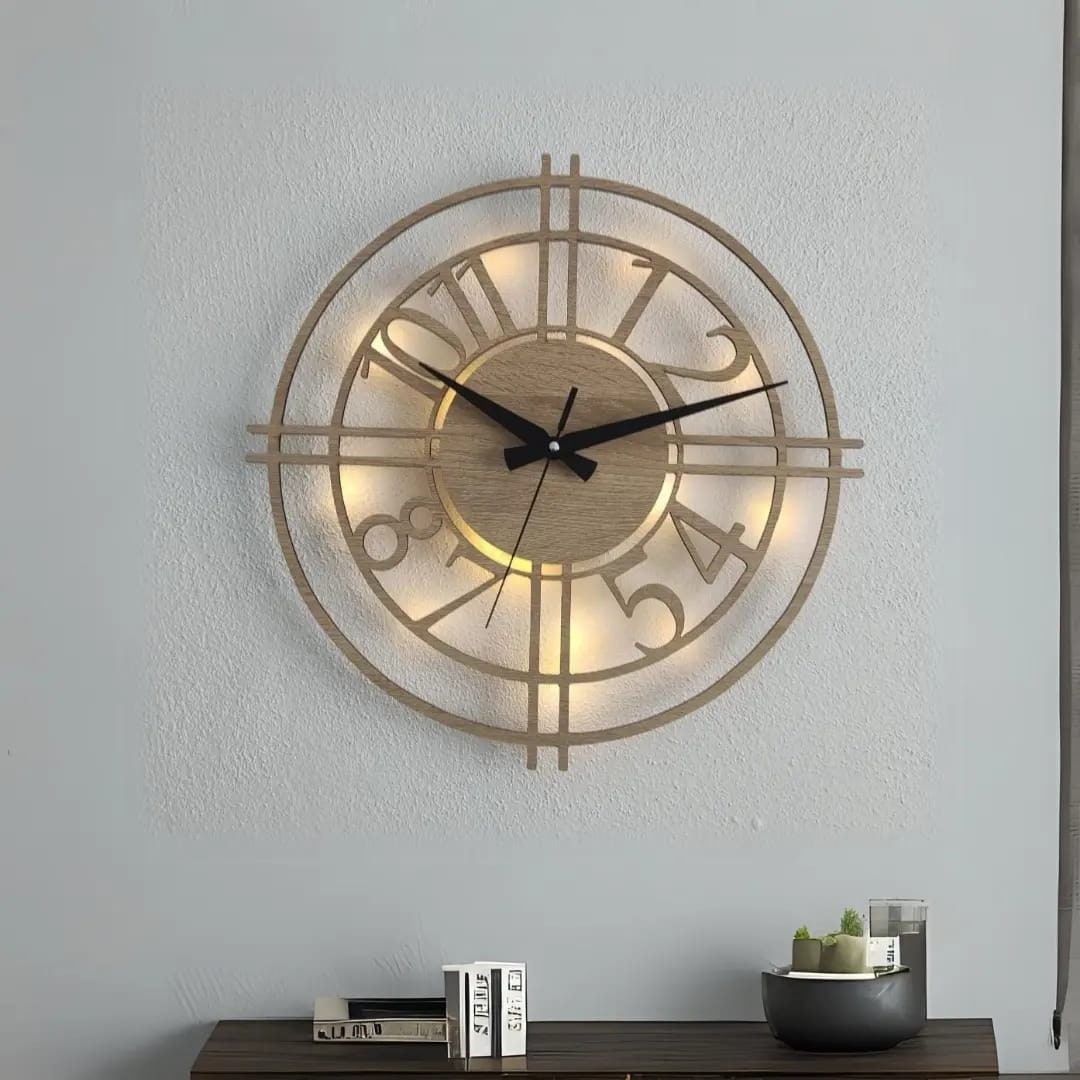 Modern Large Wall Clock, Wooden Wall Clock, Living Room Wall Clock ...