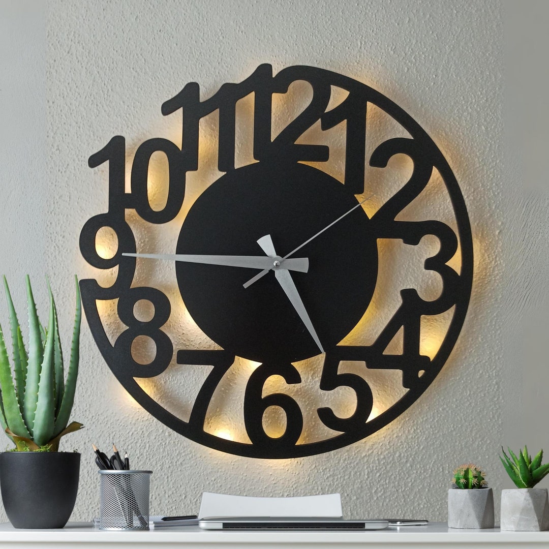 Modern Minimalist Wall Clock With Latin Numerals, Dining Room Wall Art ...