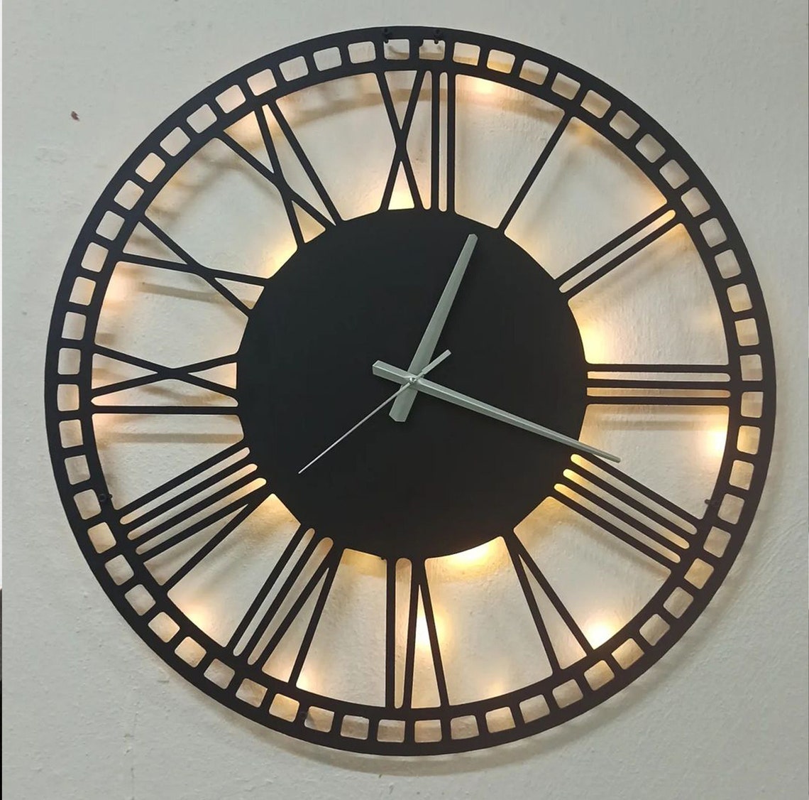 Elegant Luminous Roman Numeral MDF Wall Clocks, Rustic Roman Numeral ...