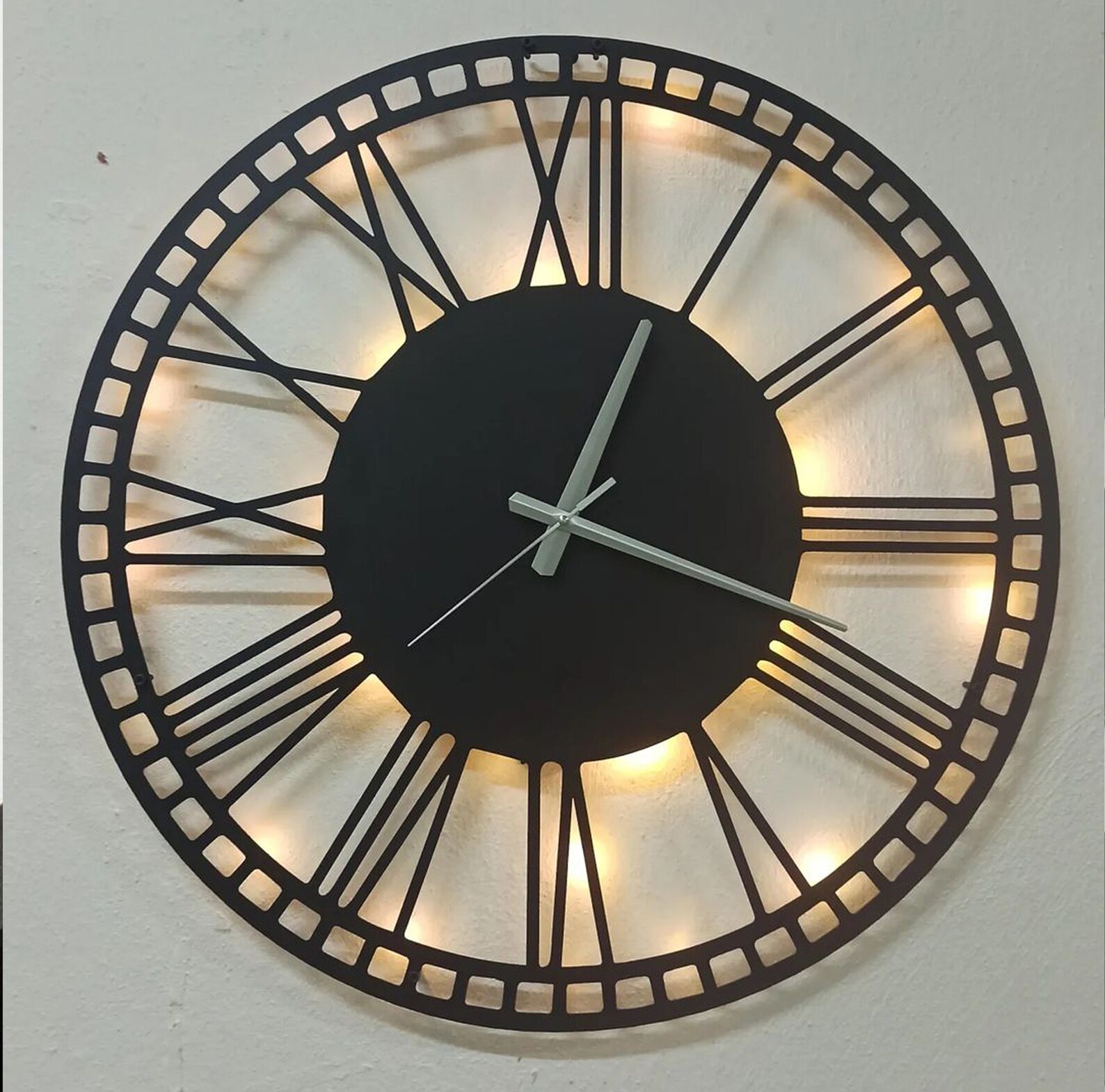 Elegant Luminous Roman Numeral MDF Wall Clocks, Rustic Roman Numeral ...