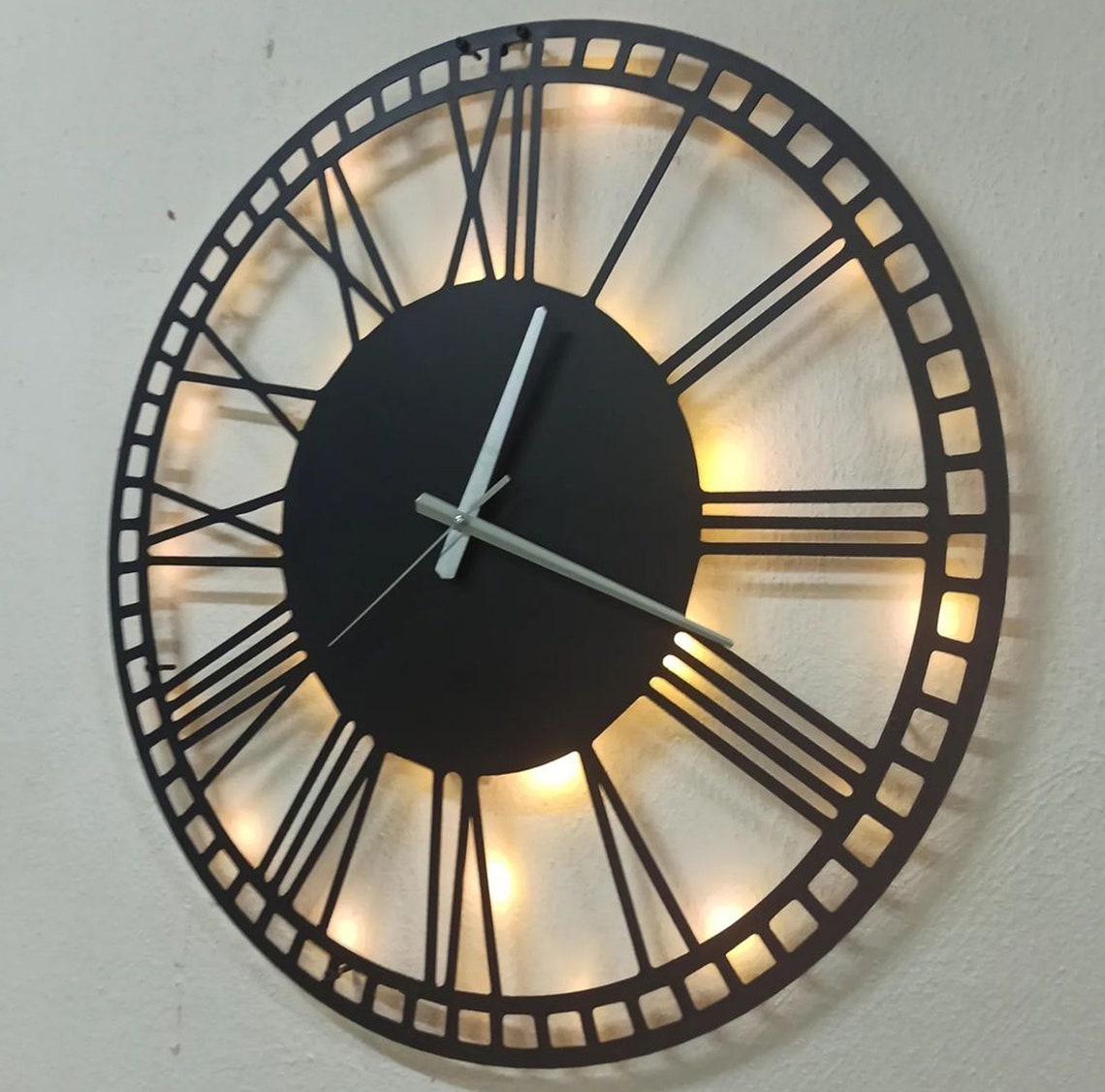 Elegant Luminous Roman Numeral MDF Wall Clocks, Rustic Roman Numeral ...