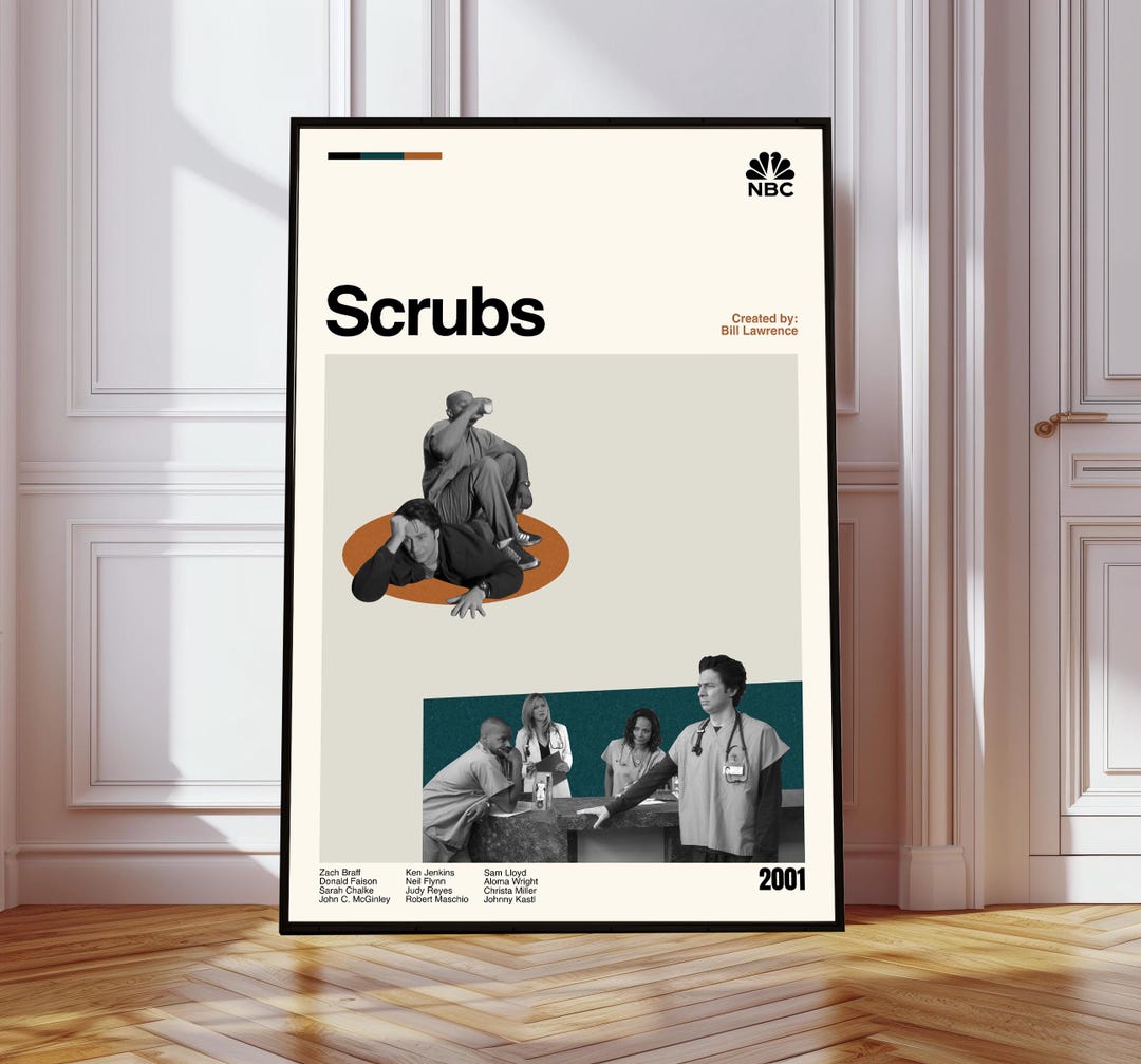 Scrubs Tv Series Poster, Scrubs Poster, Midcentury Modern Art, Vintage ...