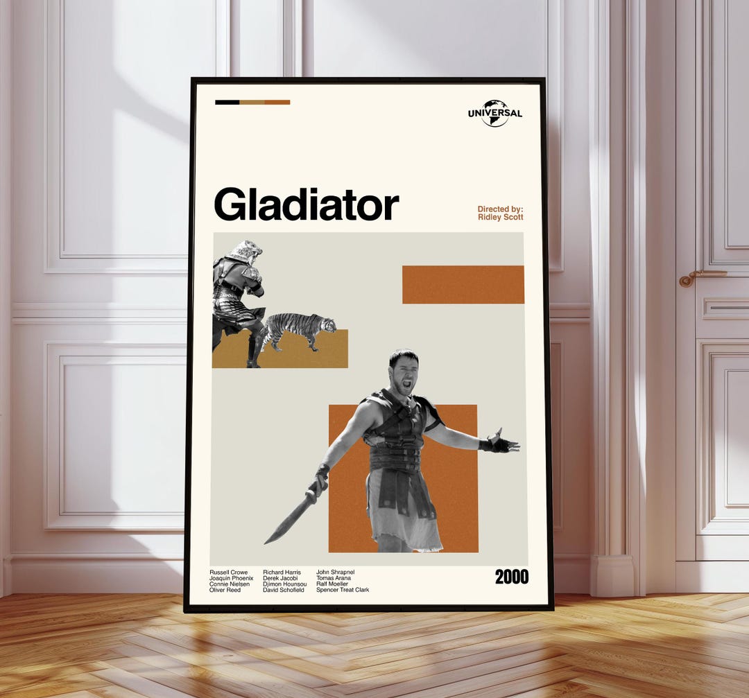 Gladiator - Ridley Scott Poster, Movie Print, Mid Century Art ...