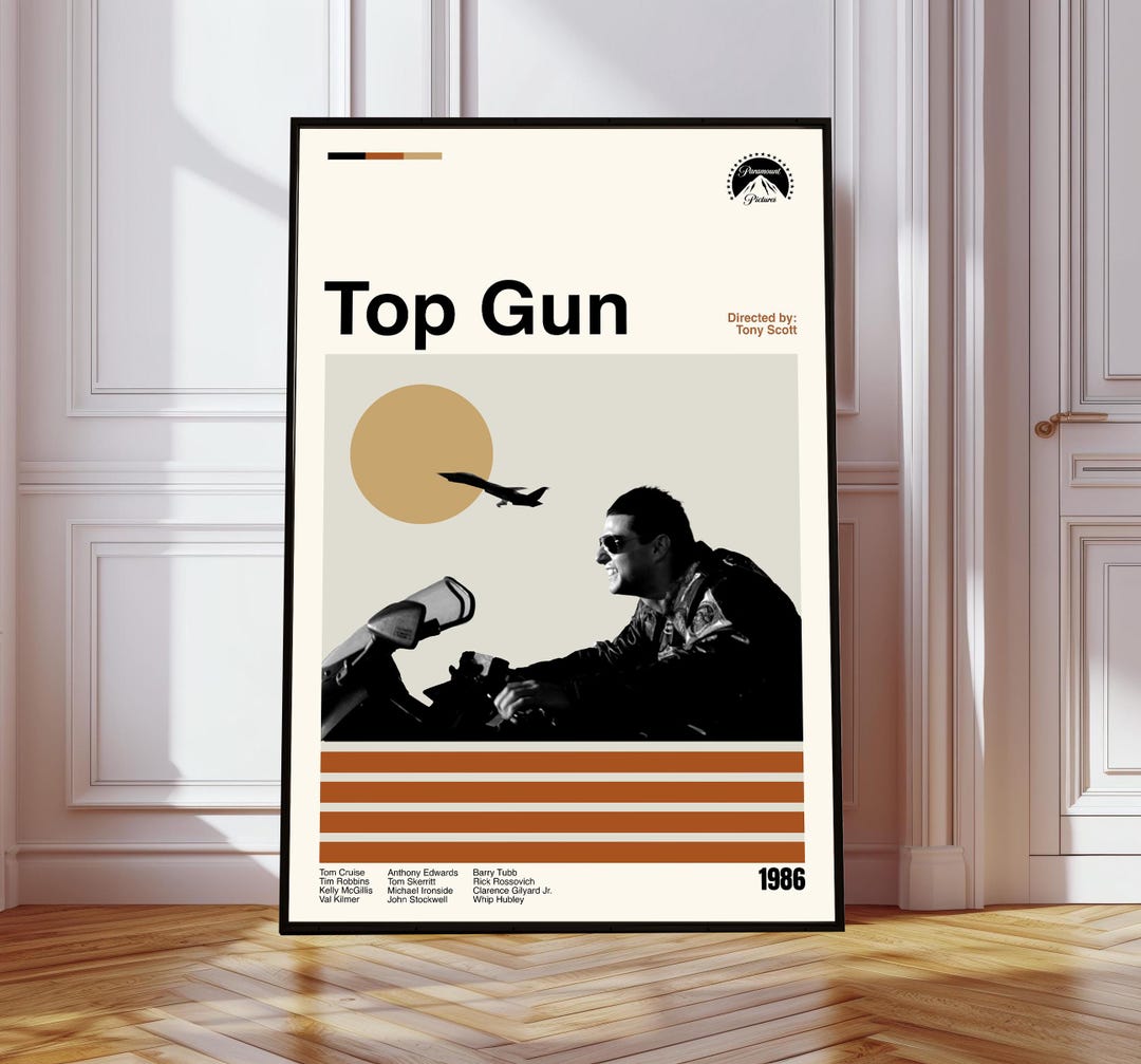 Retro TOP GUN Movie Poster, Tom Cruise Poster, Mid Century Modern Art ...