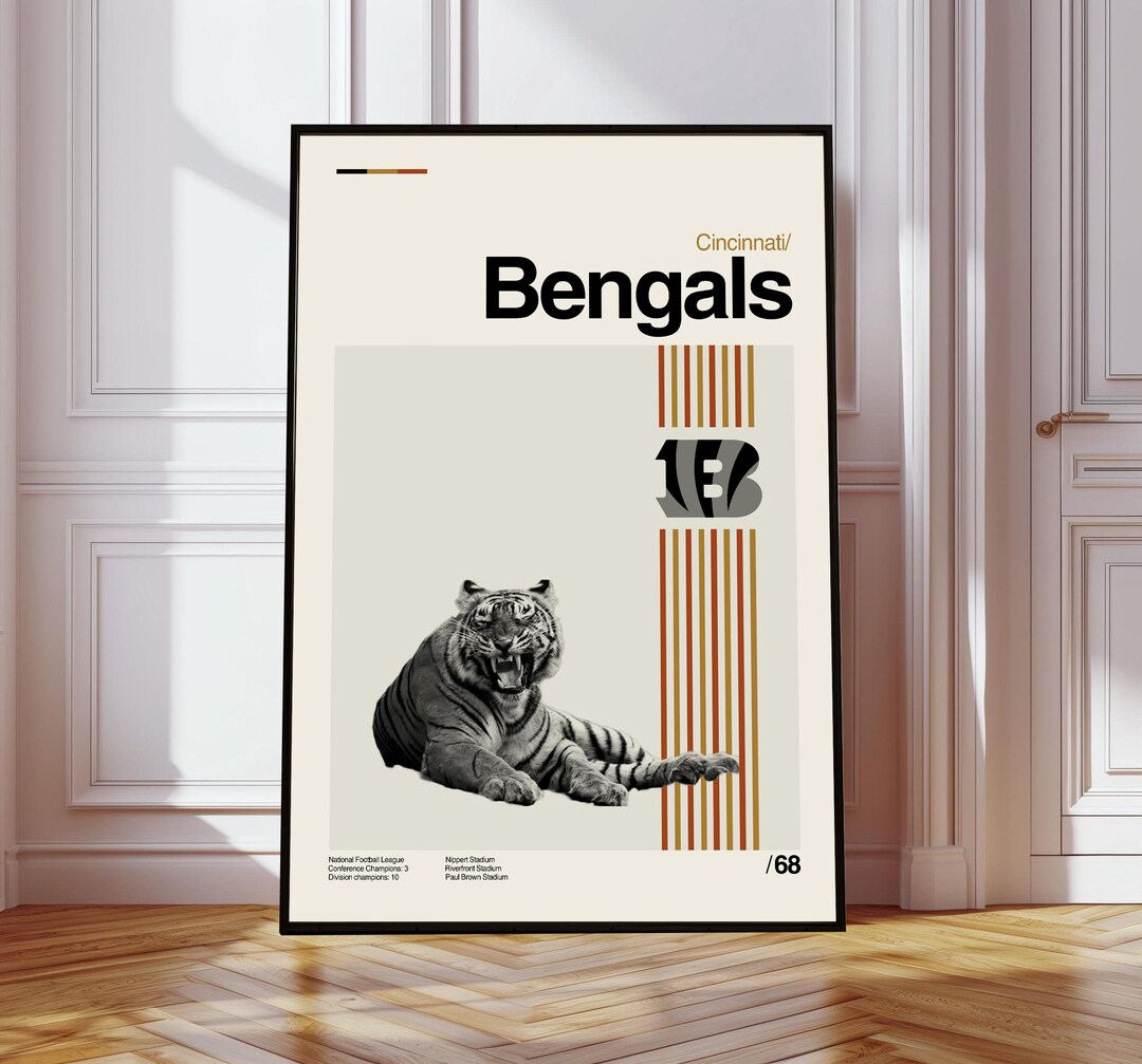 Cincinnati Bengals Poster, Midcentury Modern Art, Vintage Poster, Retro ...