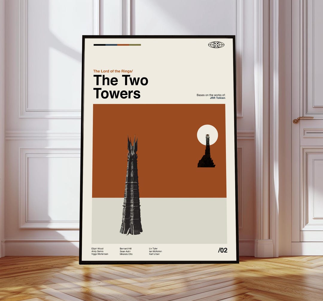 The Lord of the Rings the Two Towers Poster, LOTR Poster, Mid Century ...